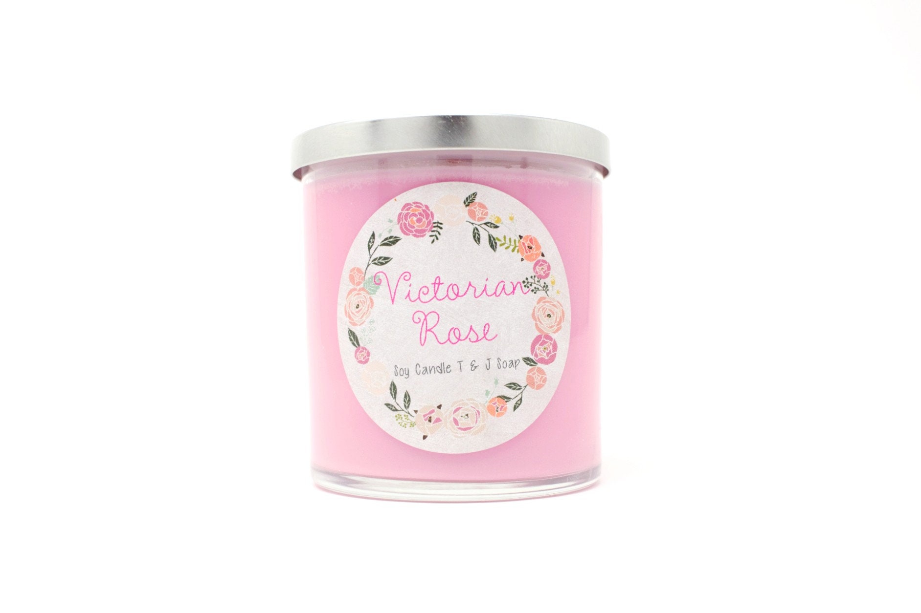 Rose Candle, Soy Candle, 10 OZ 100% Natural Soy, Victorian Rose, Pink ...