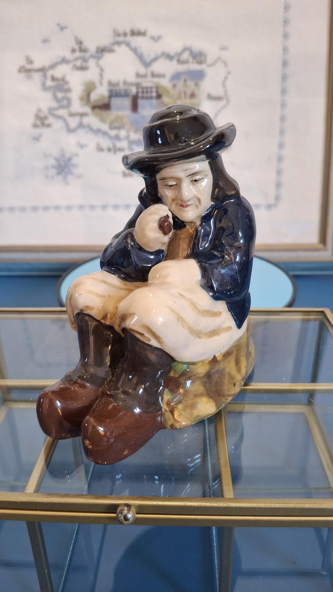 "the Pipe Smoker" Figure – HB Quimper – Polychrome Glazed Earthenware ...