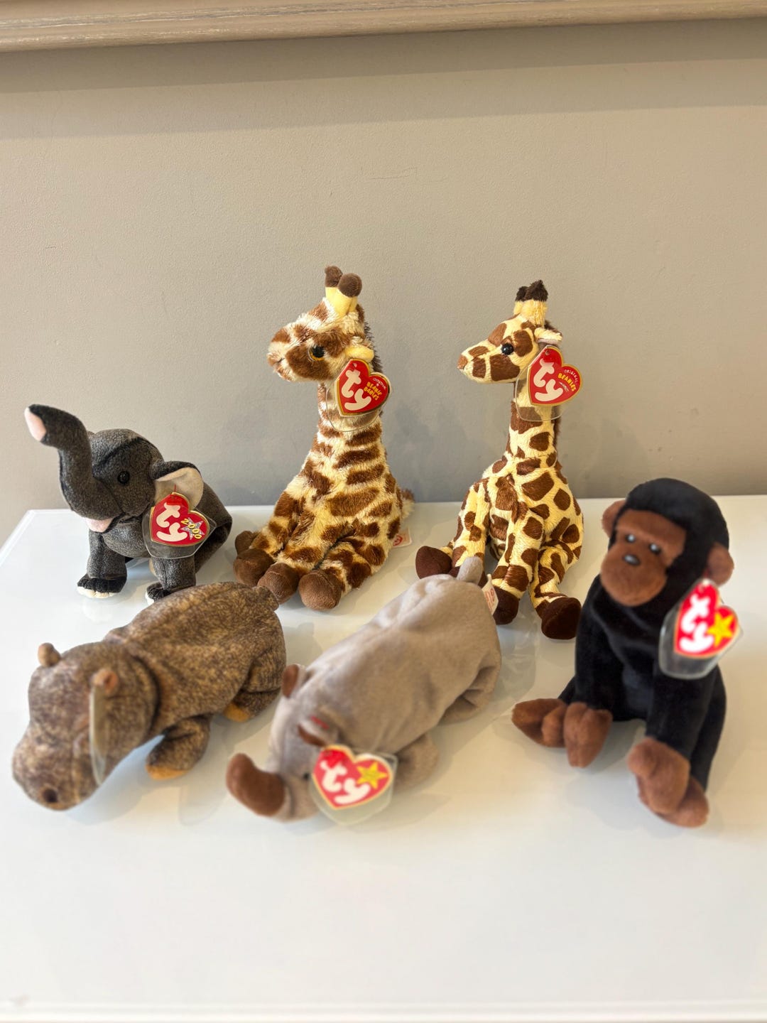 Ty Safari : GAVIN Giraffe, JUMPSHOT Giraffe, TUBBA Hippo Hippopotamus ...