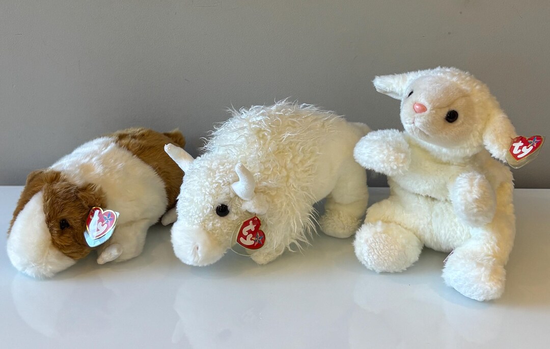 Ty FLEECE Lamb , ROAM Buffalo , TWITCH Guinea Pig Beanie Buddies With ...