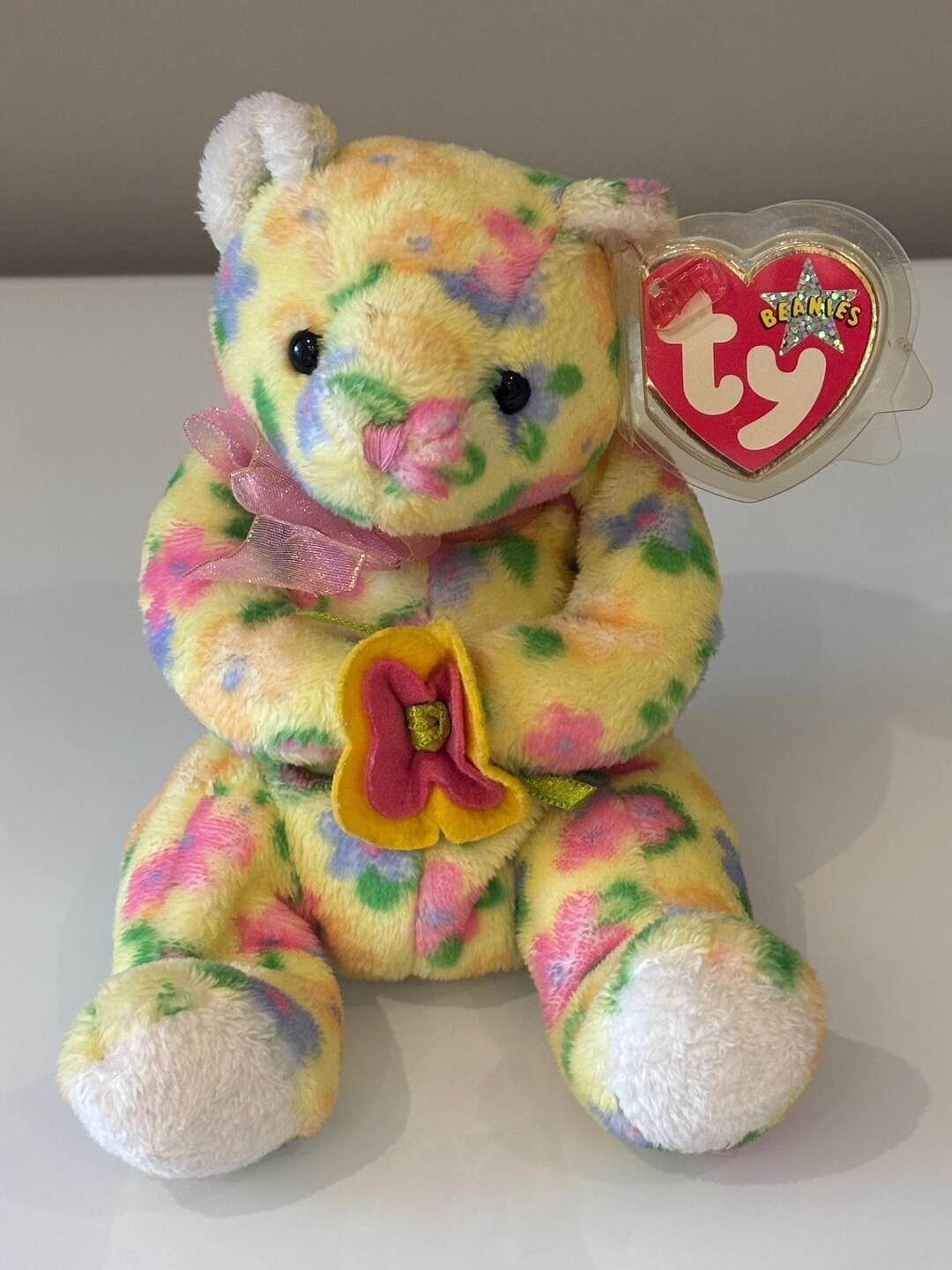 TY Beanie Babies BLOOM Bear Vintage 2002 Retired Soft Plushie With Tag ...