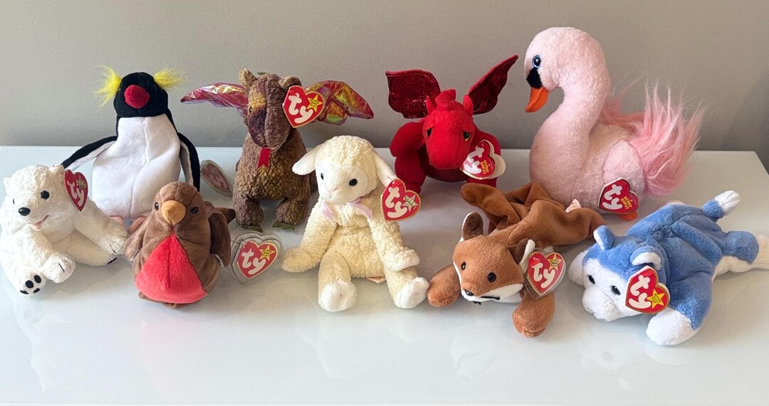 TY Beanie Babies Early Aurora Fleecie Frigid Nanook II Sly Scorch Y ...