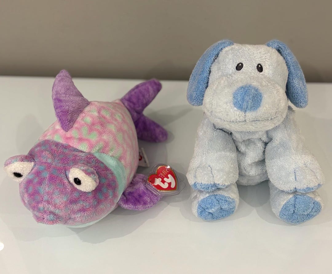 TY Pluffies WHIFFER Blue Dog 2006 , Googly the Fish 2003 - ULTRA Rare ...
