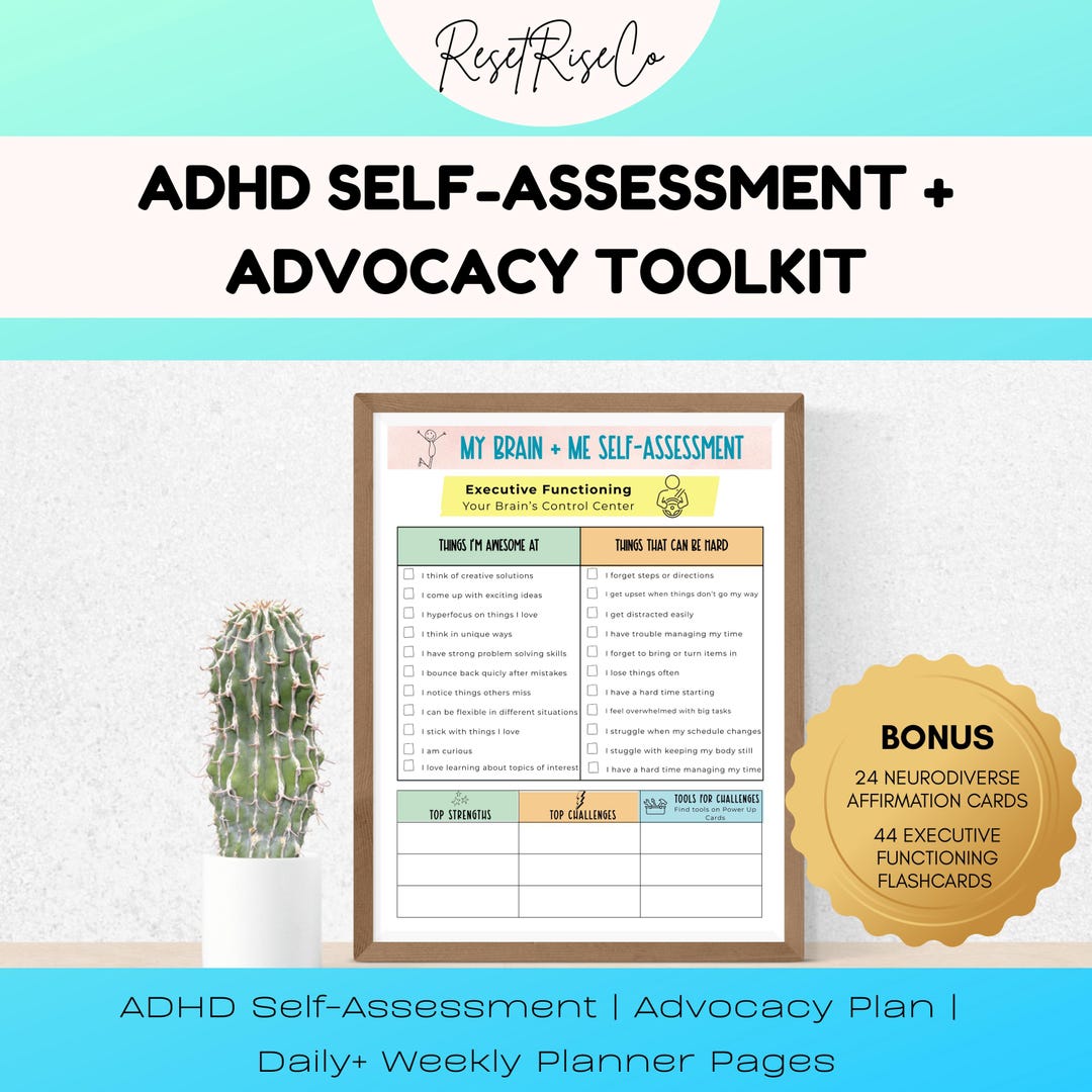 ADHD Self-assessment & Advocacy Plan for Kids | Printable Planner ...