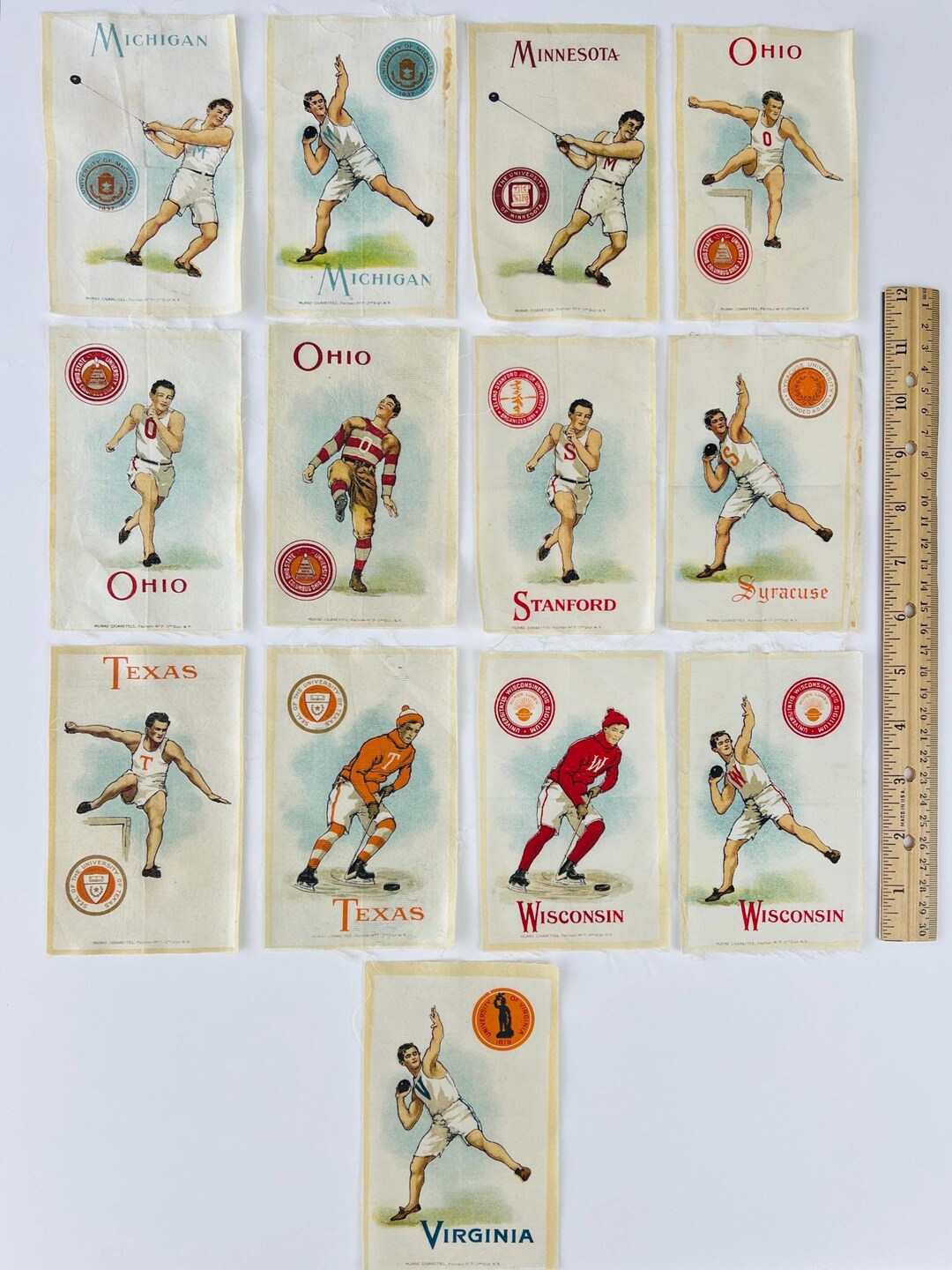 1915 Sports Tobacco Advertising, Large Collegiate Sports Cigarette ...