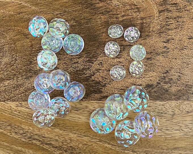 Iridescent Glass Buttons, 3 Sizes Your Choice, Dead Stock Button Set ...