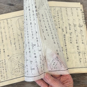 Vintage Japanese Writing, Woodblock Print Book Page Bundle 8 16 Folded ...