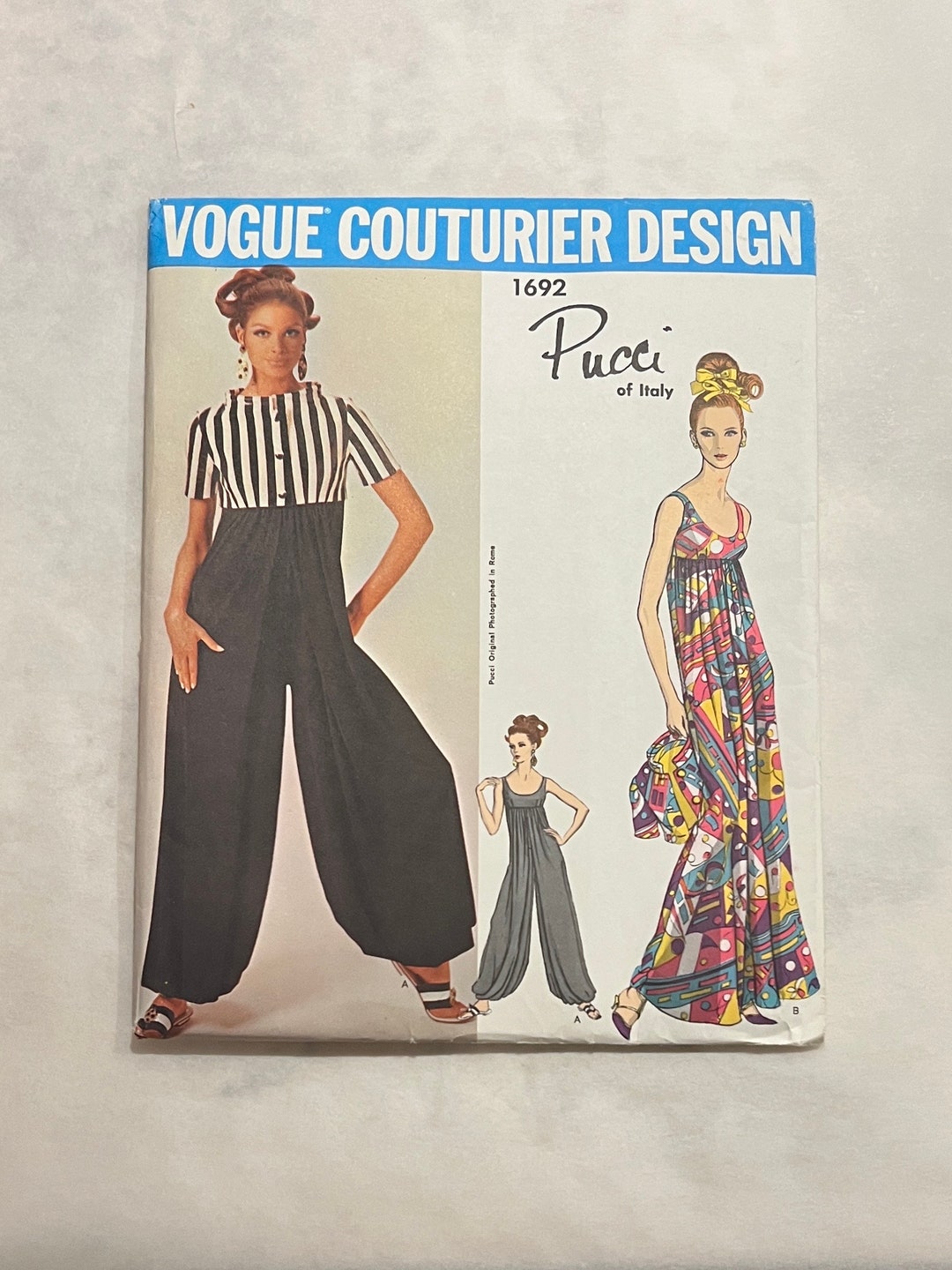 1960s Emilio Pucci Vogue Pattern 1692: Palazzo Pajamas, Bolero, Dress ...
