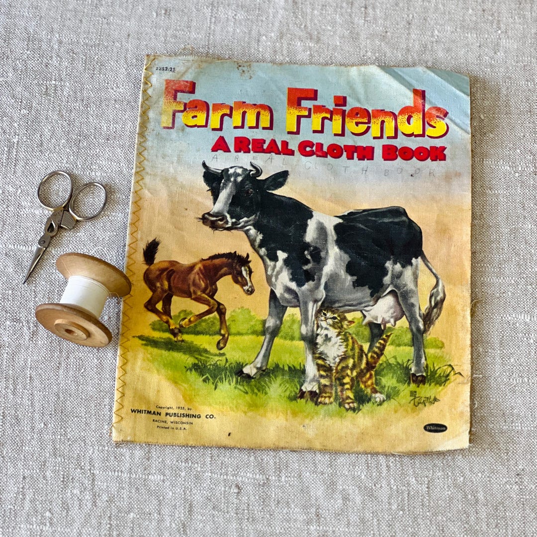 1955 Cloth Book - Children's Farm Animal Counting With Colorful ...