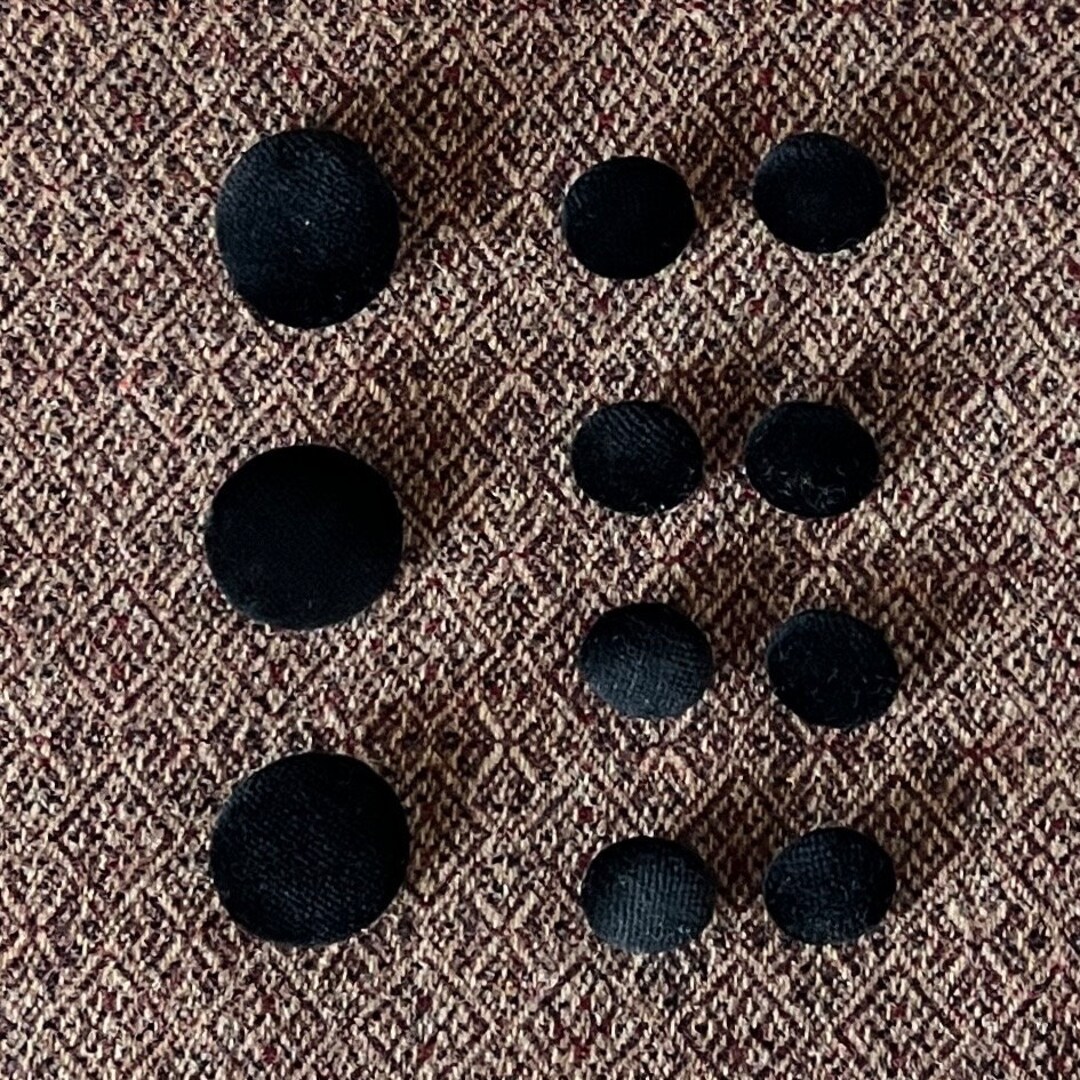 Vintage Velvet Covered Button Set of 3 1 and 8 12/16 Black Buttons 5534 ...