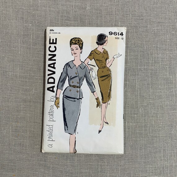 1960 Uncut Advance Sewing Pattern 9614 2 Piece Dress Size 12 - Etsy
