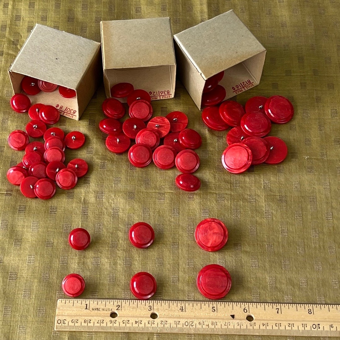1960s Red Shank Buttons: Matte Swirl Plastic, Metal Shank - Etsy