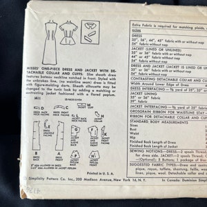 1950s Uncut Simplicity 1411, Dress and Peplum Jacket Pattern Size 14 32 ...