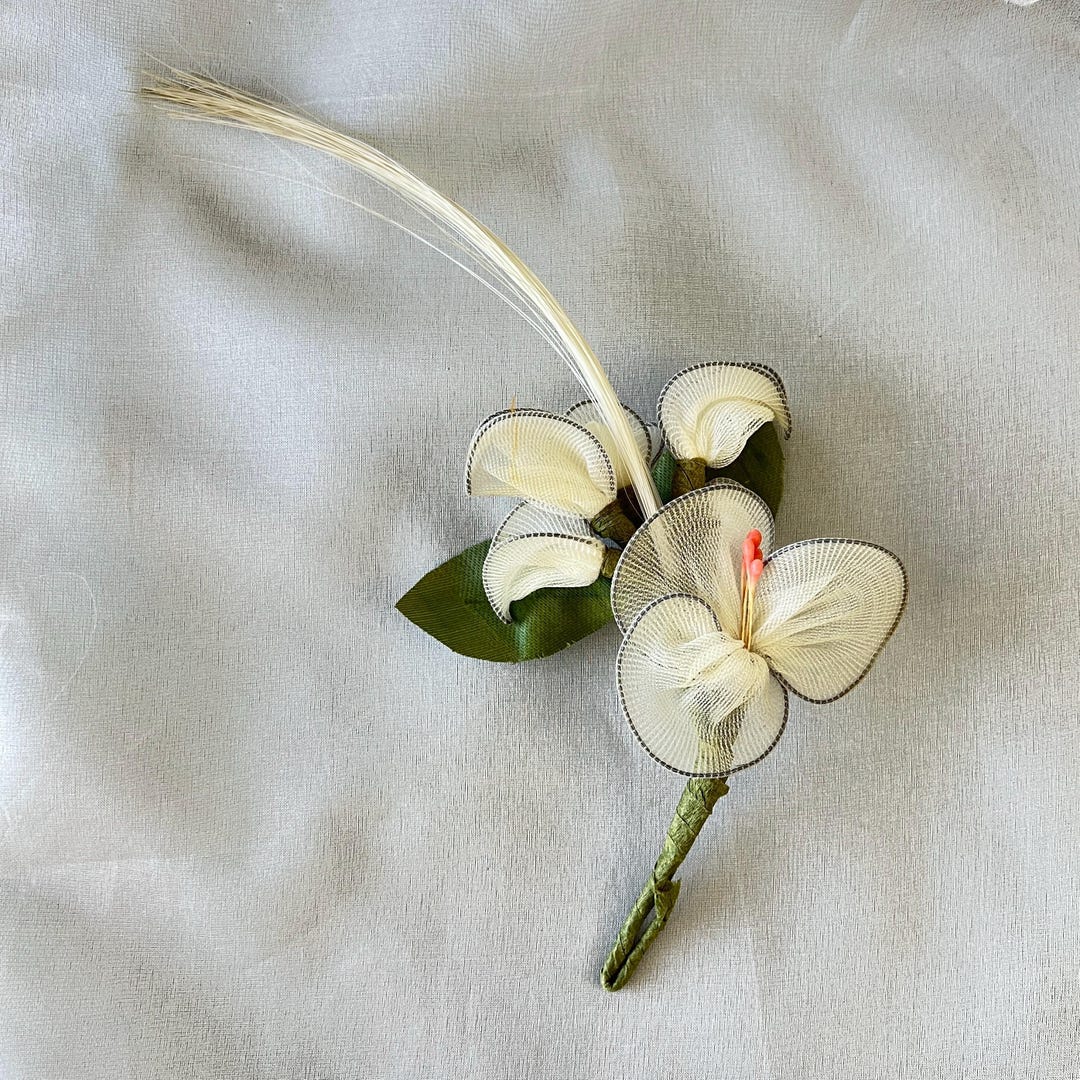 1930s Millinery Flower Blossoms - Pale Yellow Sheer Silk Stretched Over ...