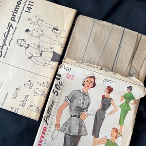 1950s Uncut Simplicity 1411, Dress and Peplum Jacket Pattern Size 14 32 ...