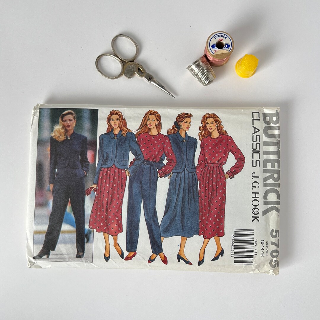 1990s Uncut Butterick Pattern 5705, Jacket, Blouse, Skirt, Trouser ...