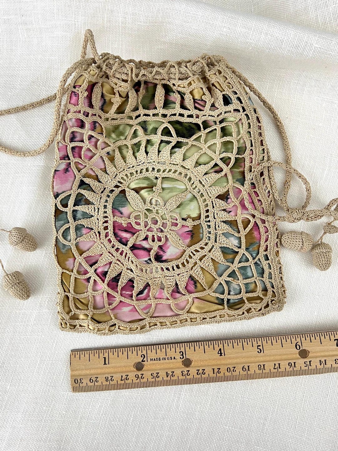 Antique Irish Crochet Purse- Handmade Drawstring Bag - Etsy