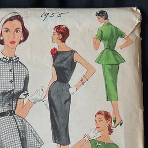 1950s Uncut Simplicity 1411, Dress and Peplum Jacket Pattern Size 14 32 ...