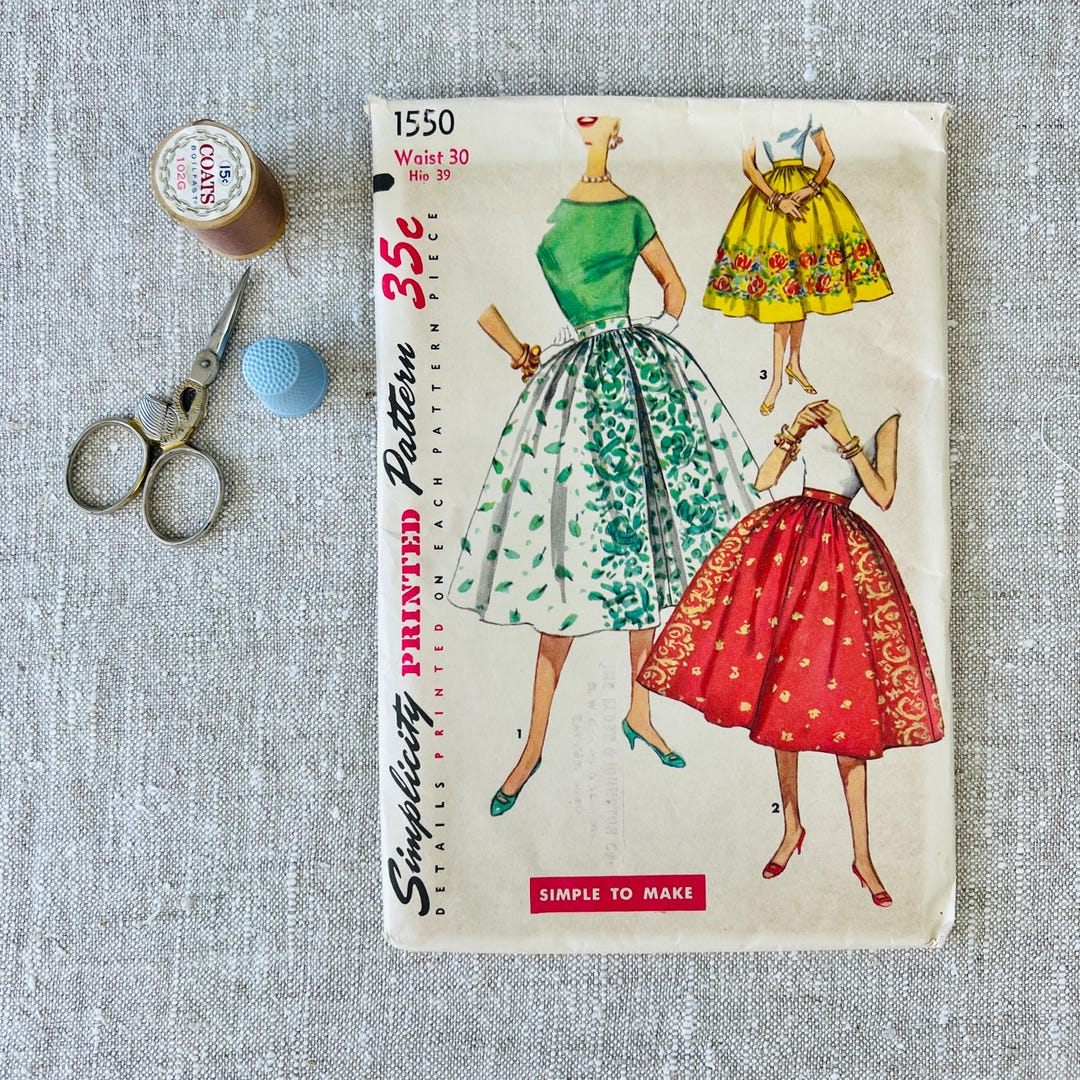1950s Uncut Simplicity 1550, Easy Skirt Pattern Size 18 - Waist 30” - Etsy