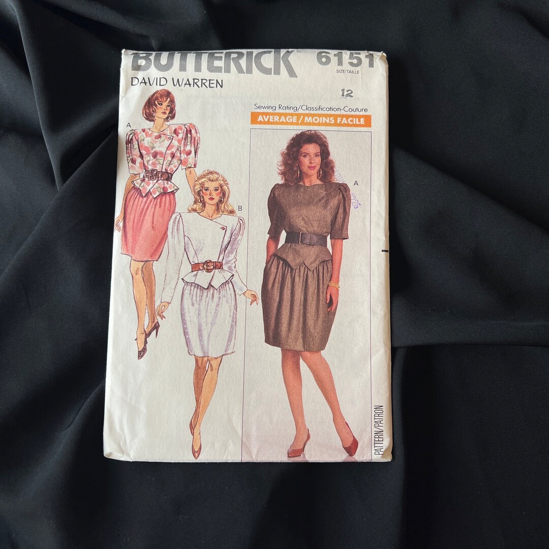 1980s Power Suit Sewing Pattern: David Warren Butterick 6151, Size 12 ...