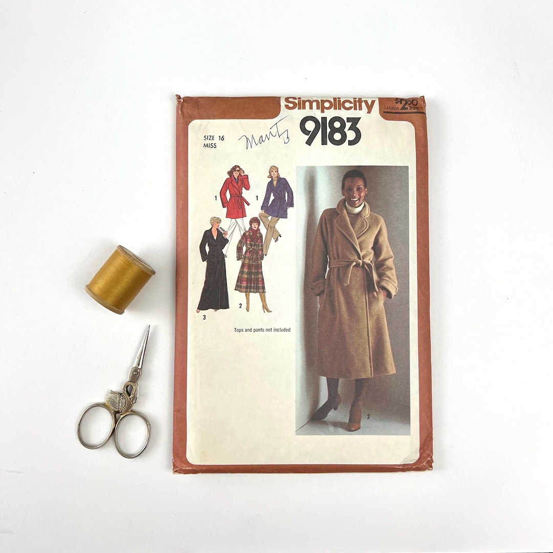 1970s Simplicity Pattern 9183 Long Wrap Coat Size 16 - Etsy