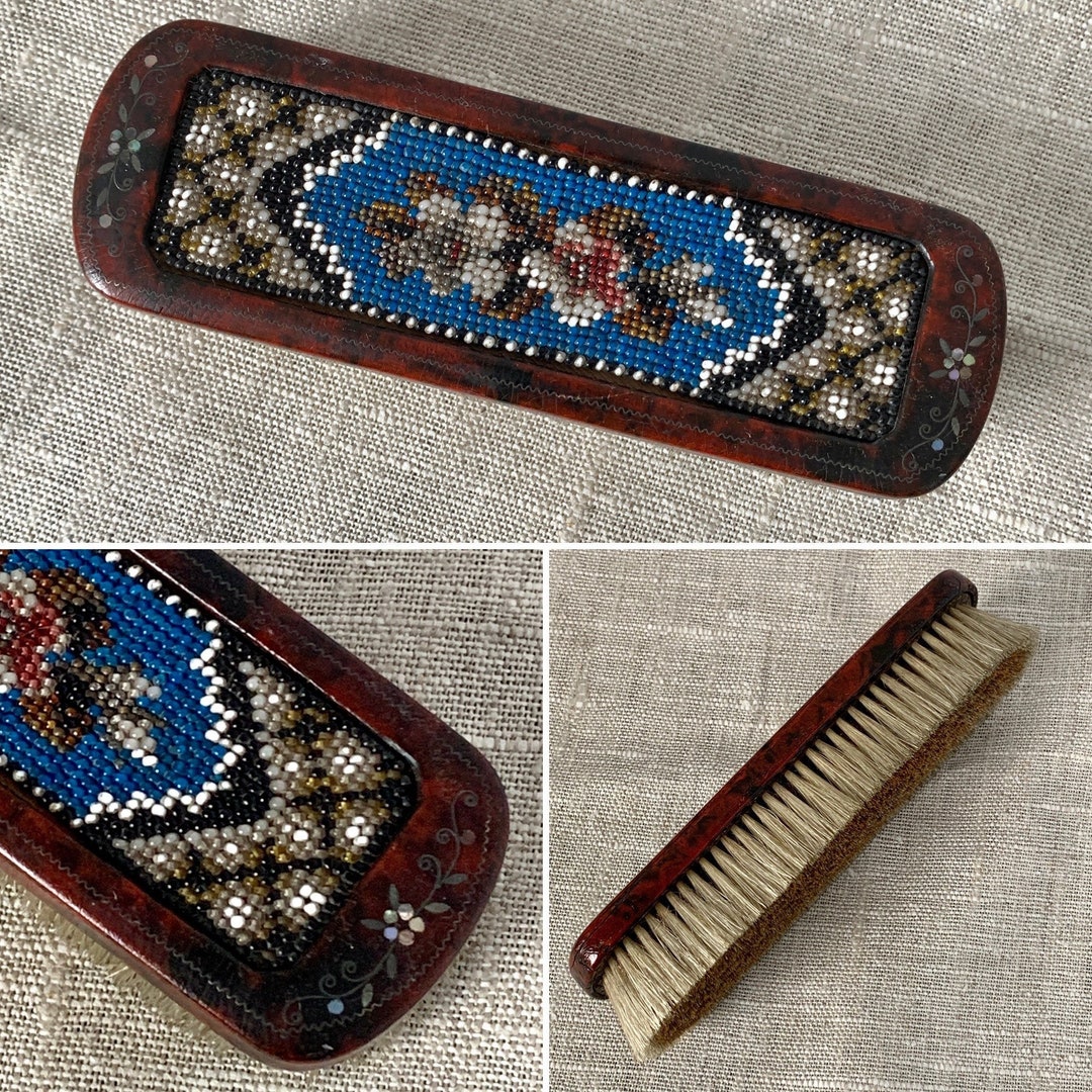 1800s Victorian Beaded Clothing Brush Leather Micro Glass Beads 4779 - Etsy