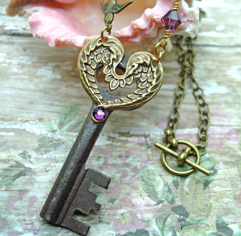 Valentine's Steampunk Key to My Heart Angel Wing Heart - Etsy
