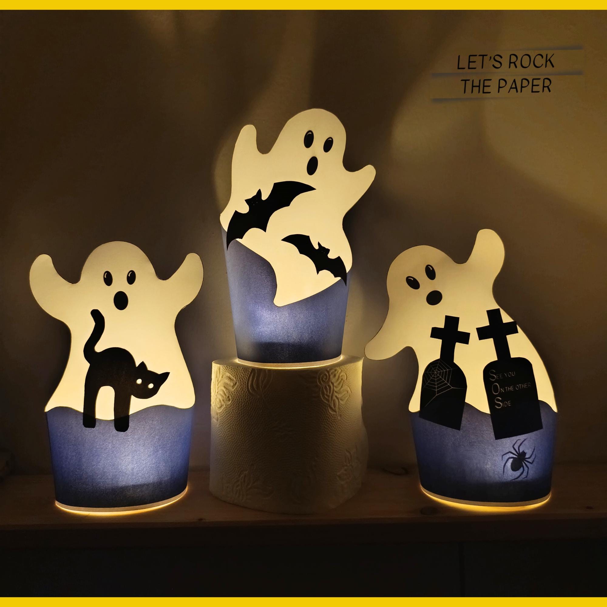 DIY Halloween Ghost Paper Lanterns: Printable Shadow Art Templates (PDF ...