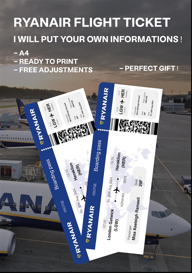 Custom Boarding Pass Gift – Editable Plane Ticket Surprise – Printable ...