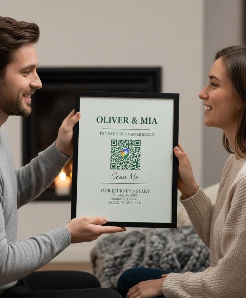 Where We Met QR Code Map Custom Location Gift Personalized Valentine ...
