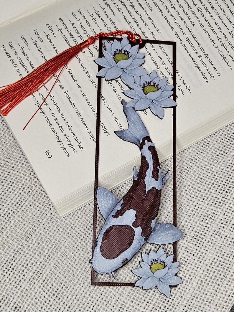 3D Koi Fish Bookmark: Lotus Flower Zen Design - Etsy