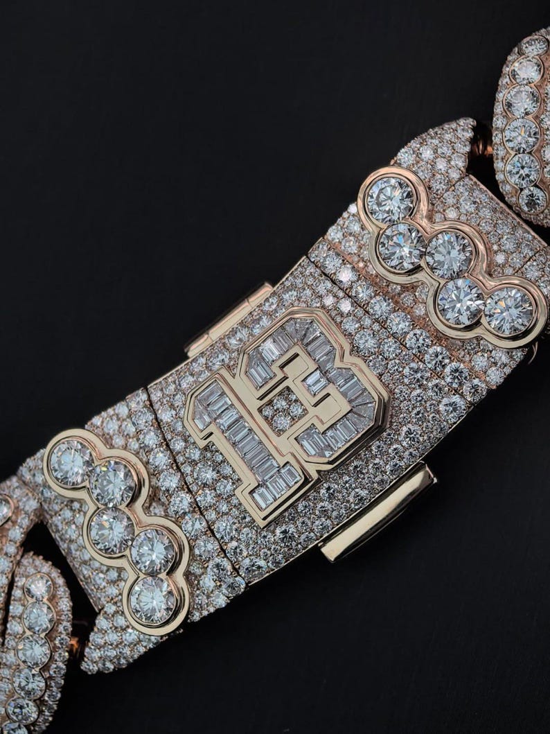 26MM Lab Grown Diamond Cuban Link Chain | Sterling Silver Bezel Set - Etsy