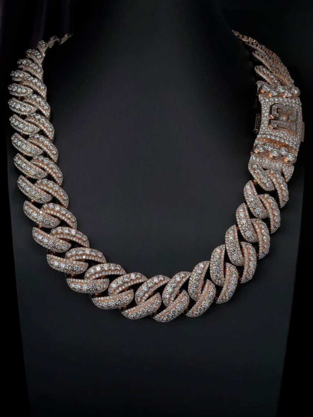 26MM Lab Grown Diamond Cuban Link Chain | Sterling Silver Bezel Set - Etsy