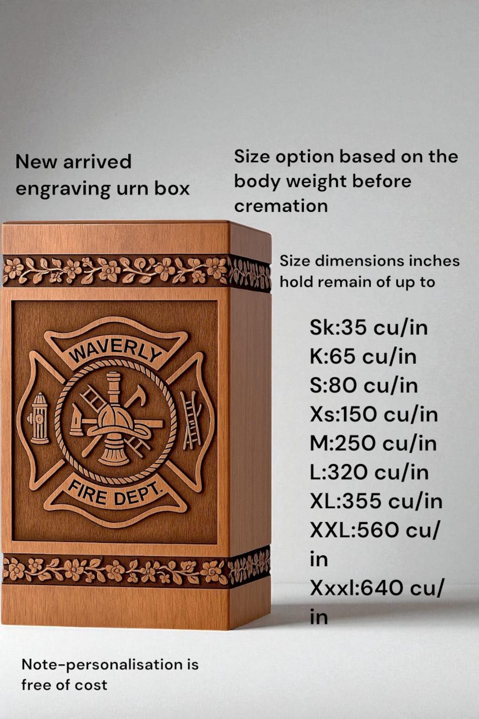 Firefighter Wooden Urn Box – Handmade Cremation Urn for Ashes, Custom ...