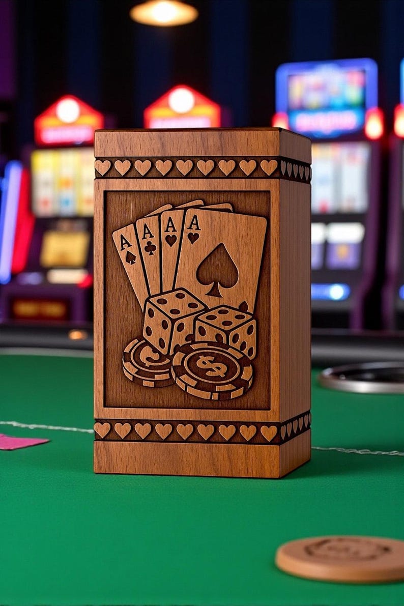 Engraved Poker Memorial Urn: Handmade Casino Wood Cremation Box - Etsy