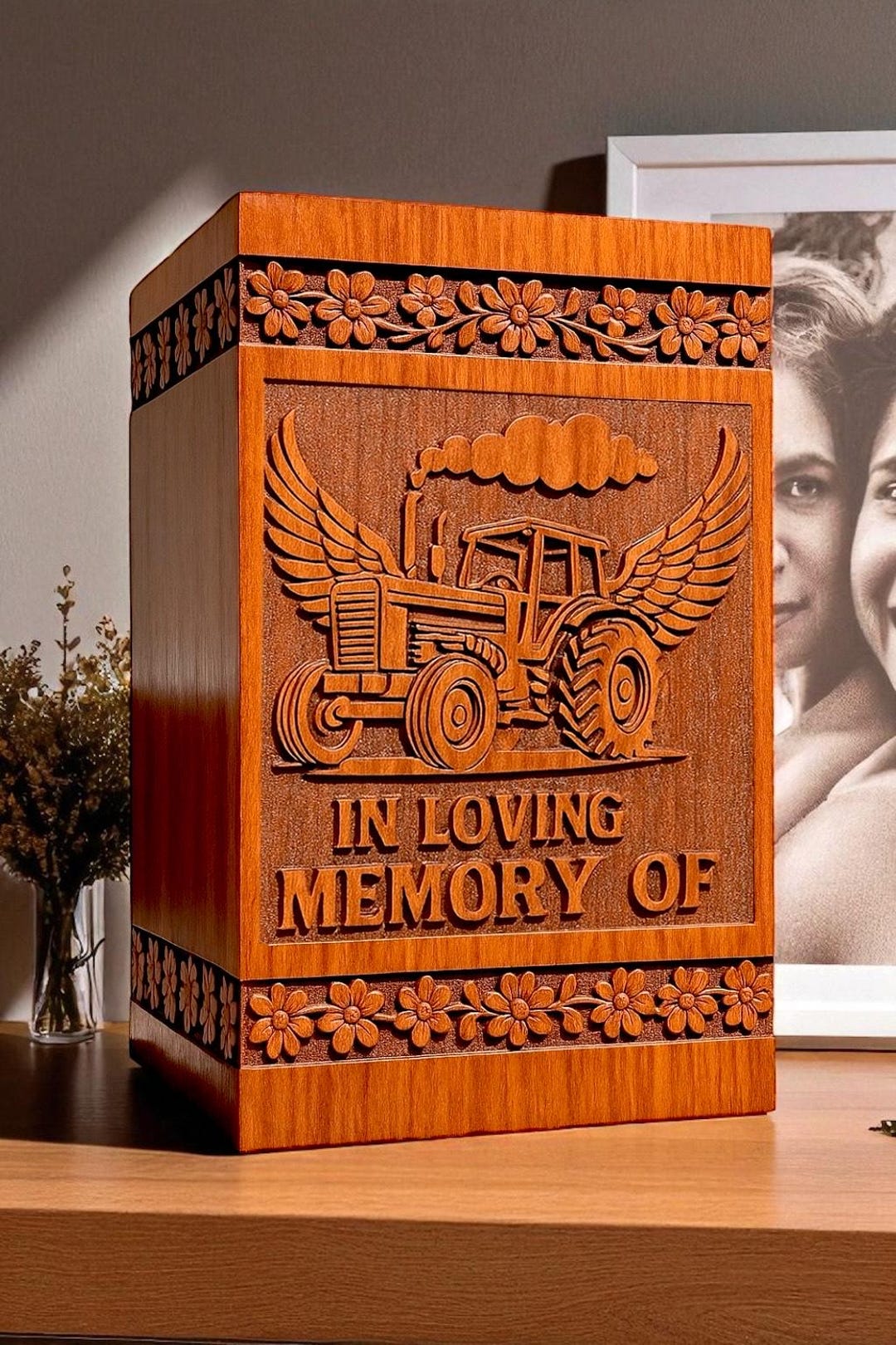 Handcrafted Wooden Tractor Cremation Urn: Winged Farm Memorial - Etsy
