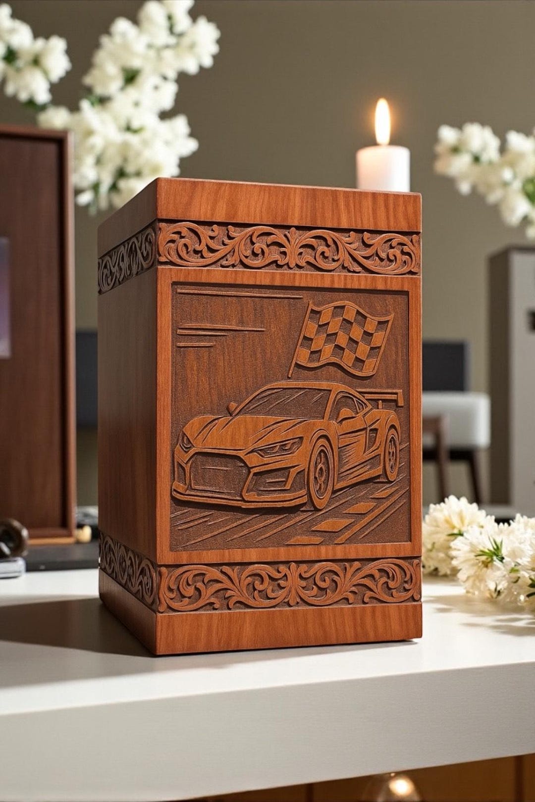 Handcrafted Wooden Racing Car Urn: Engraved Memorial Keepsake - Etsy