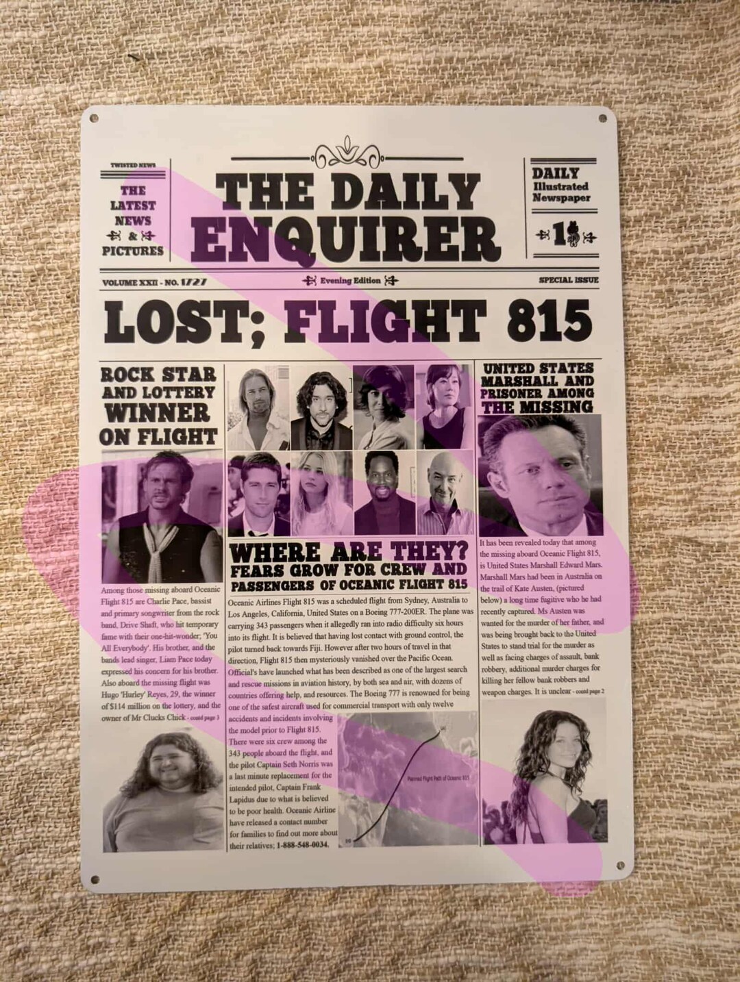 LOST Newspaper Aluminium Movie Poster - Etsy
