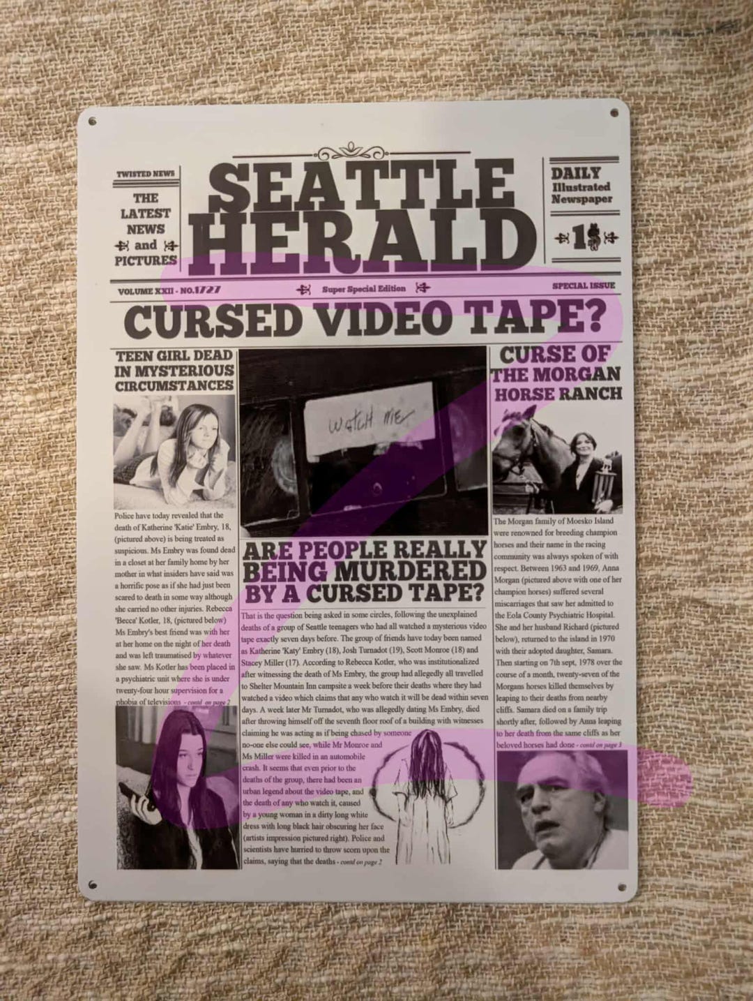 THE RING Newspaper Aluminium Movie Poster - Etsy
