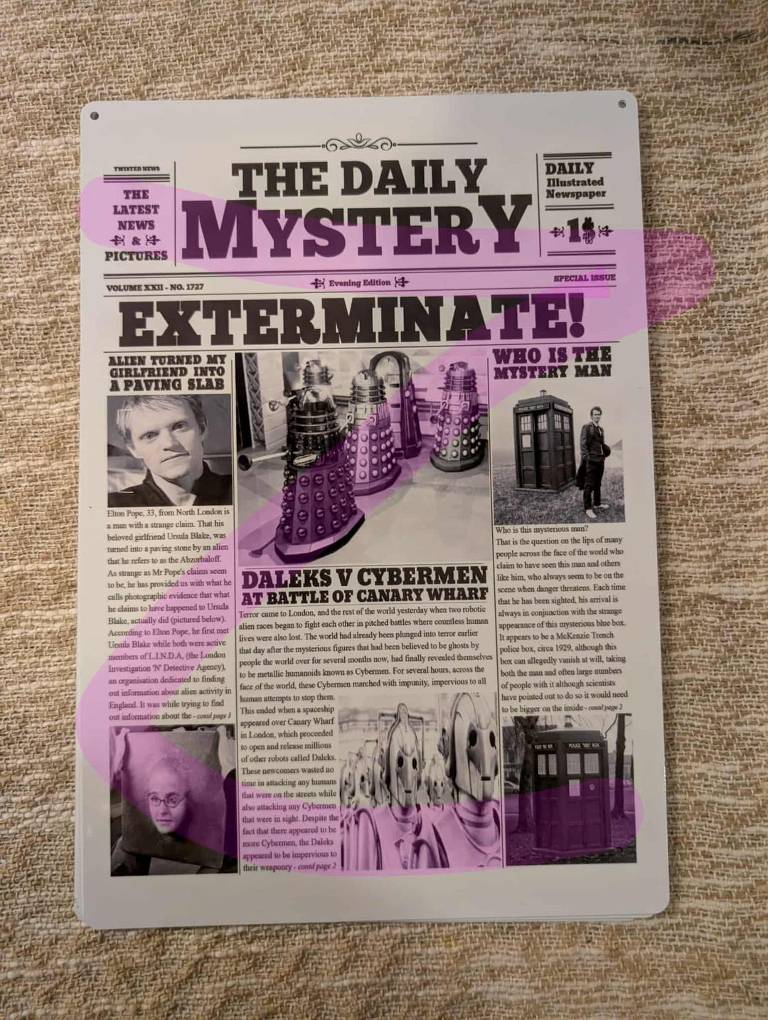 BRITISH CULT SCIFI Newspaper Aluminium Movie Poster - Etsy