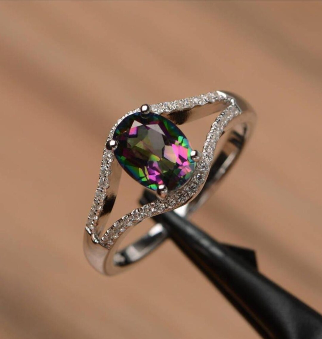 Rainbow Mystic Topaz Ring • Genuine Color-changing Gemstone in Sterling ...