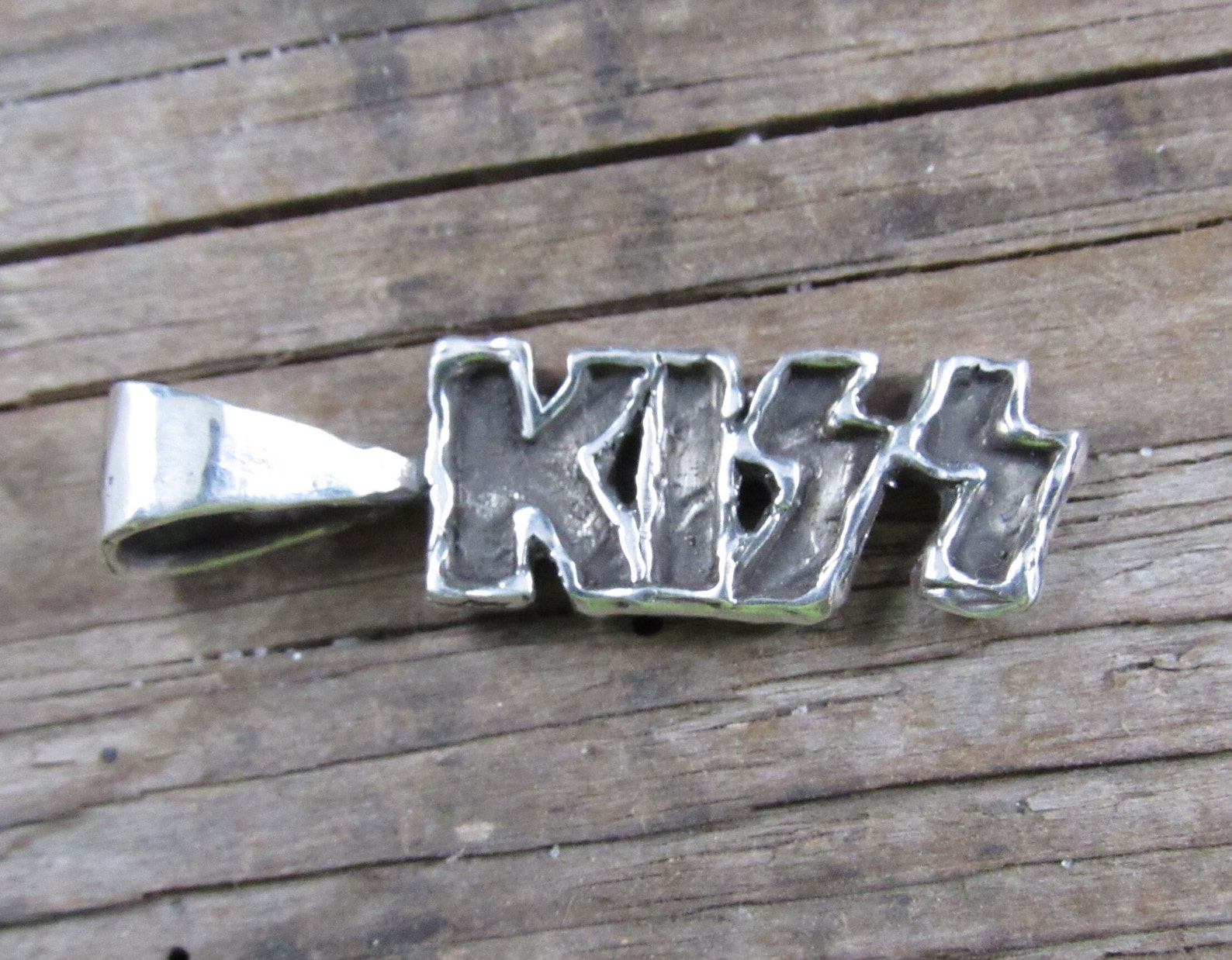 Kiss Band Pendant In Sterling Silver Kiss Band Jewelry Etsy