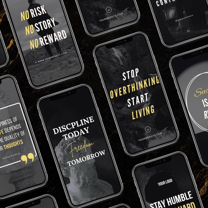 Faceless Motivational Reel Templates for Coaches on Canva | 50 Black ...