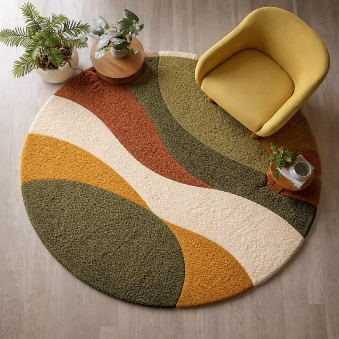 Round Moss Rug | 3D Stone Pebble Carpet, Boho Decor - Etsy