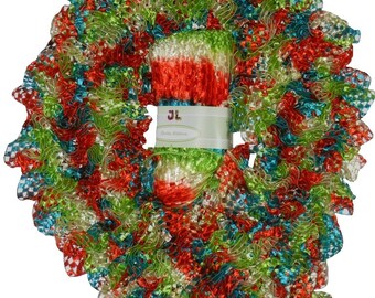 Sale 100g Fabric Chiffon Ruffle yarn White Blue Flowers 1013 | Etsy