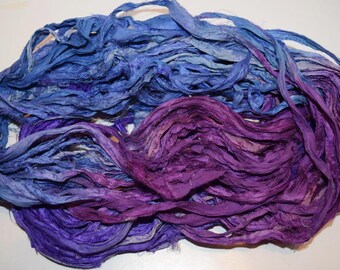 10 yards Royal Blue Sari Pure Silk Ribbon Yarn for tassels | Etsy