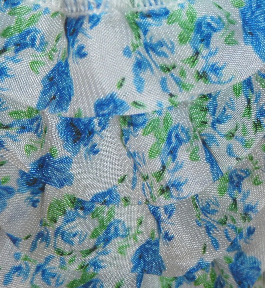 Sale 100g Fabric Chiffon Ruffle Yarn White Blue Flowers 1013 Beautiful ...