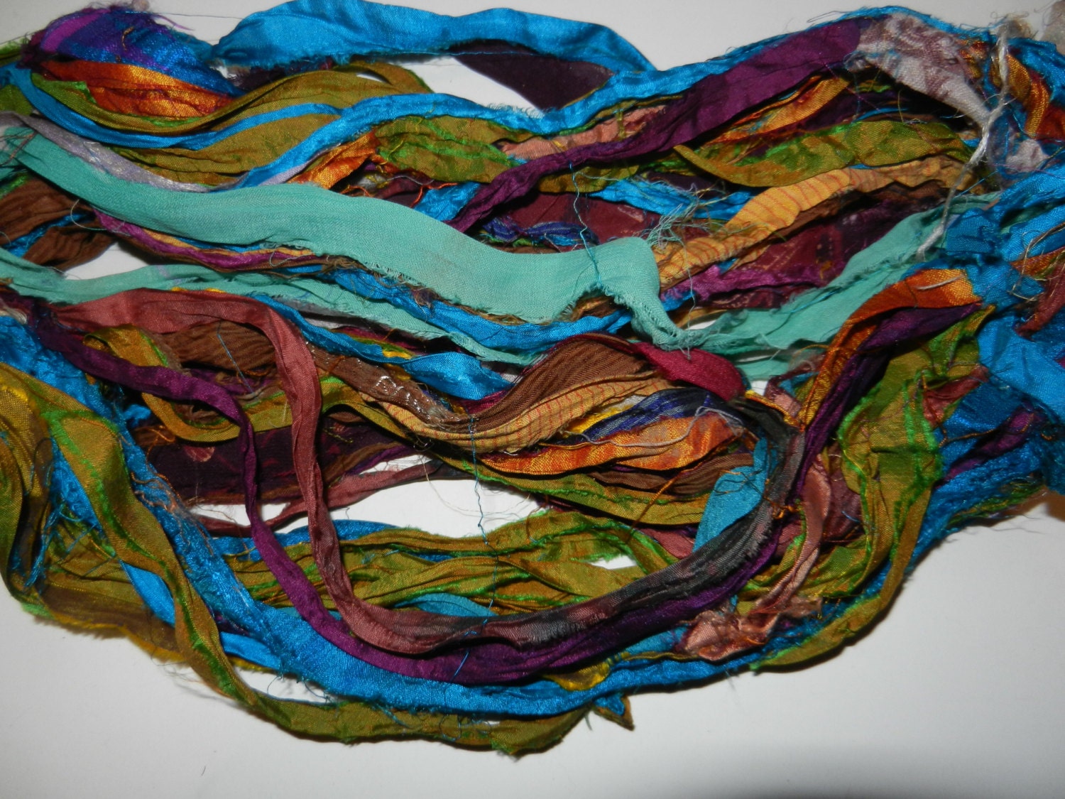 Recycled Sari Silk Ribbon Yarn Tropical Holida Multi Color | Etsy