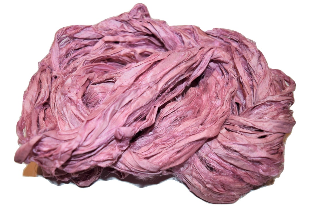 10 Yards Recycled Sari Silk Ribbon Yarn, Medium Pink - Etsy