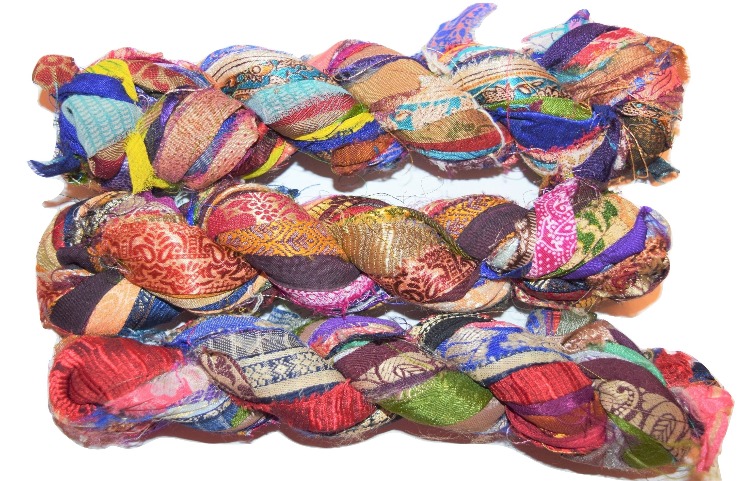 Full Recycled Sari Silk Ribbon Border Print Yarn 100 Grams - Etsy